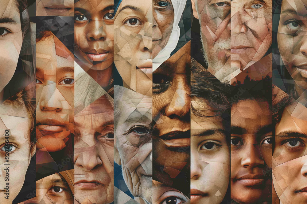 Diverse collage of human faces showcasing different ages, genders, and ...