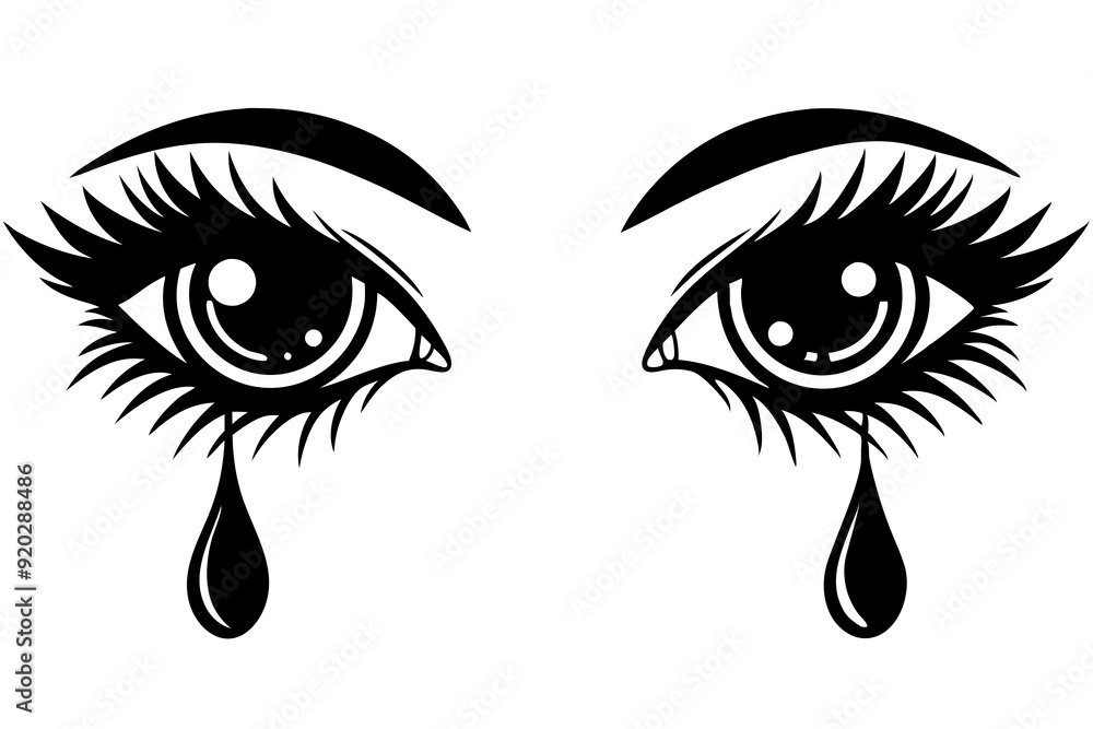 Eyes with tears art vector illustration Stock Vector | Adobe Stock