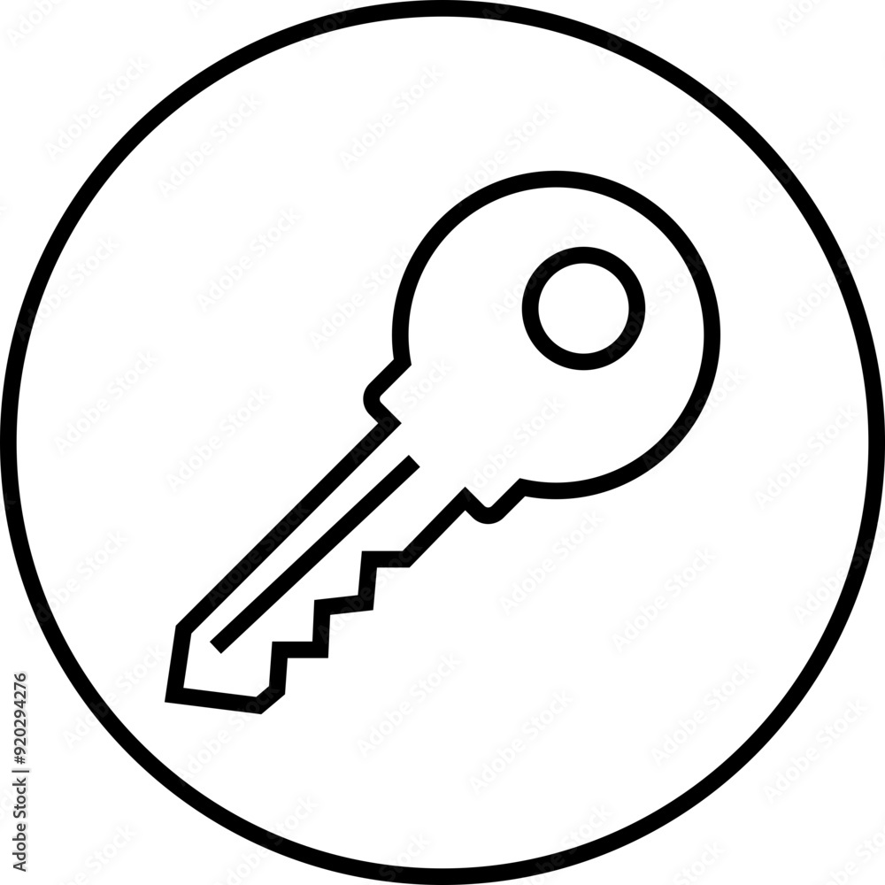 Key icon. Key black flat and line vector isolated on transparent ...