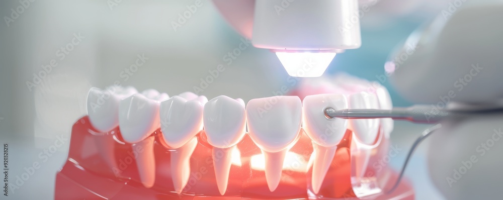 Dental procedure showcasing advanced technology on a set of realistic ...