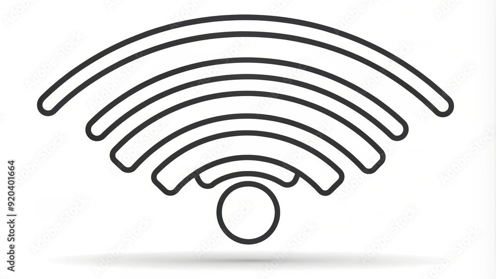 Simple wireless network icon with a single continuous line forming a ...