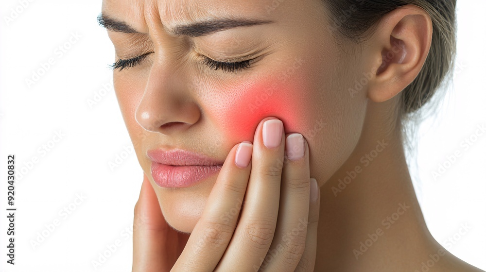 240805 56. A woman having jaw pain at home. Temporomandibular joint ...