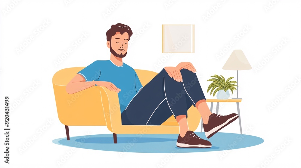 240805 77. A man experiencing discomfort at toe in living room ...