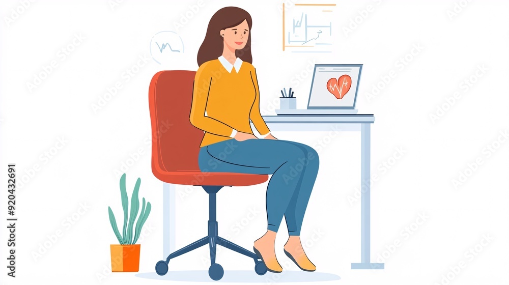 Illustration Stock 240805 141. a woman having buttocks pain at office ...