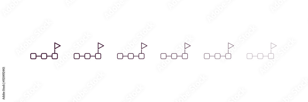 steps to complete outline icon. Linear vector from education concept. 6 different line style ...