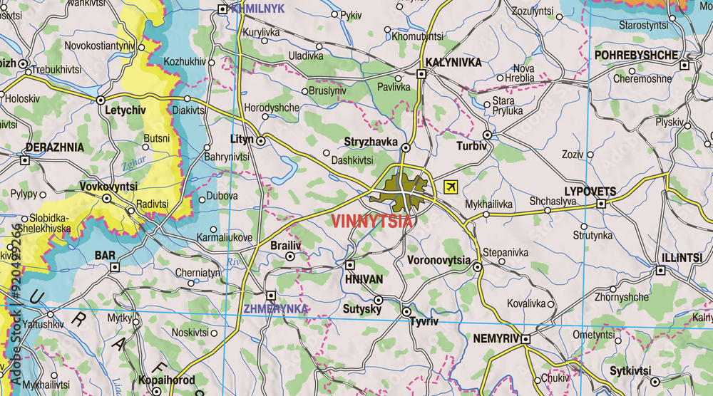 Map of central Ukraine showcasing Vinnytsia, a key city known for its ...
