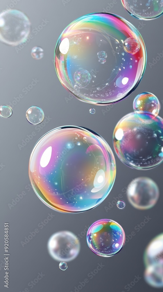 Set of realistic colorful soap bubbles on white background,Soap bubbles ...