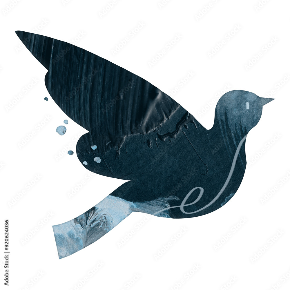 Aesthetic bird png sticker, paint texture silhouette, transparent ...