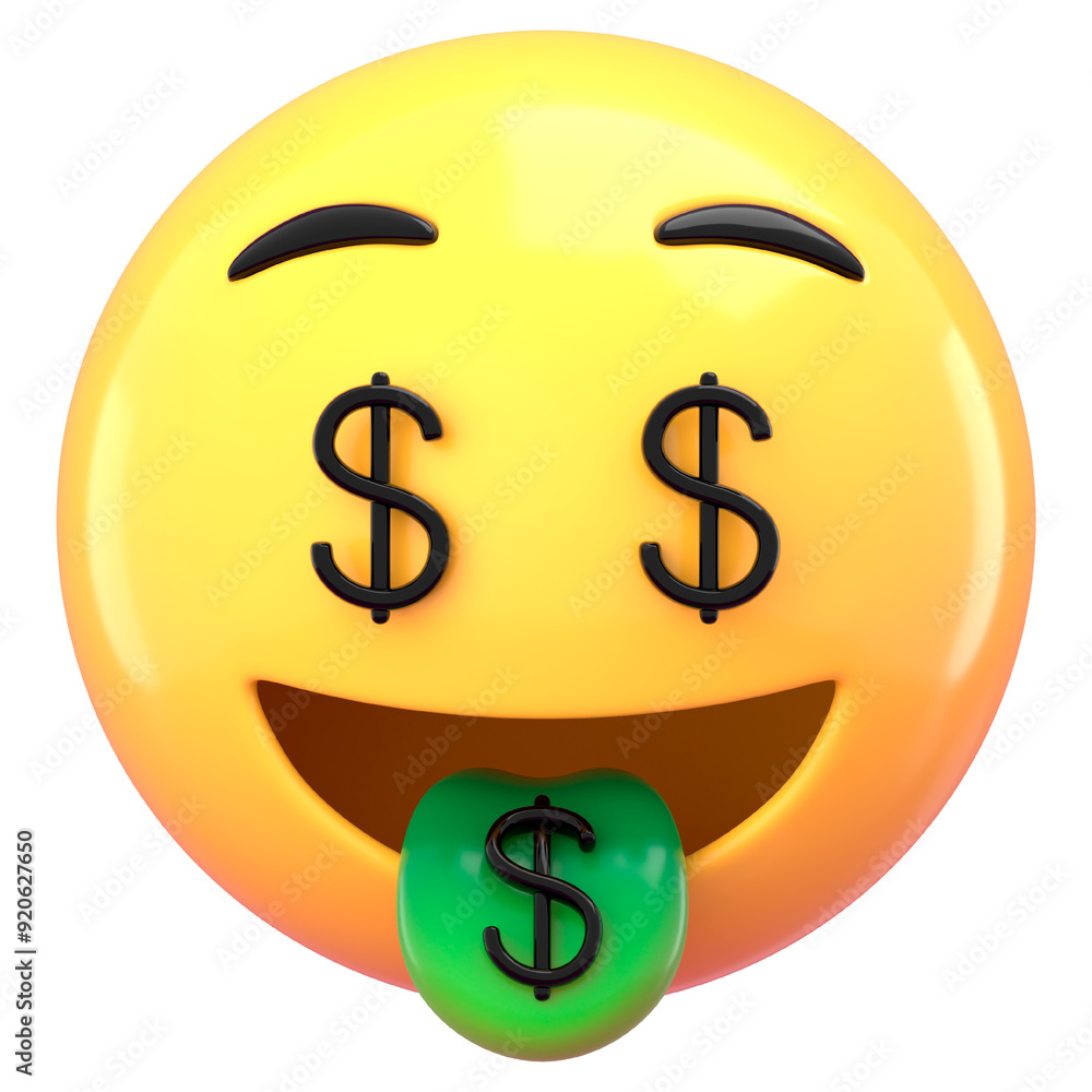 PNG 3D money face emoticon sticker, transparent background Stock ...