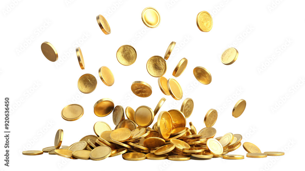 Golden coins of wealth scatter like autumn leaves, a cascading harvest ...