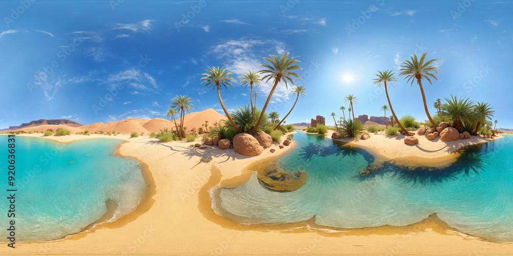 HDRI Desert Oasis Landscape Equirectangular Panorama 29 Stock ...
