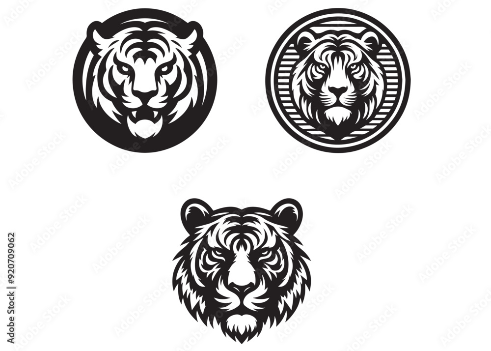 tiger head logo vector silhouette illustration design, vector ...