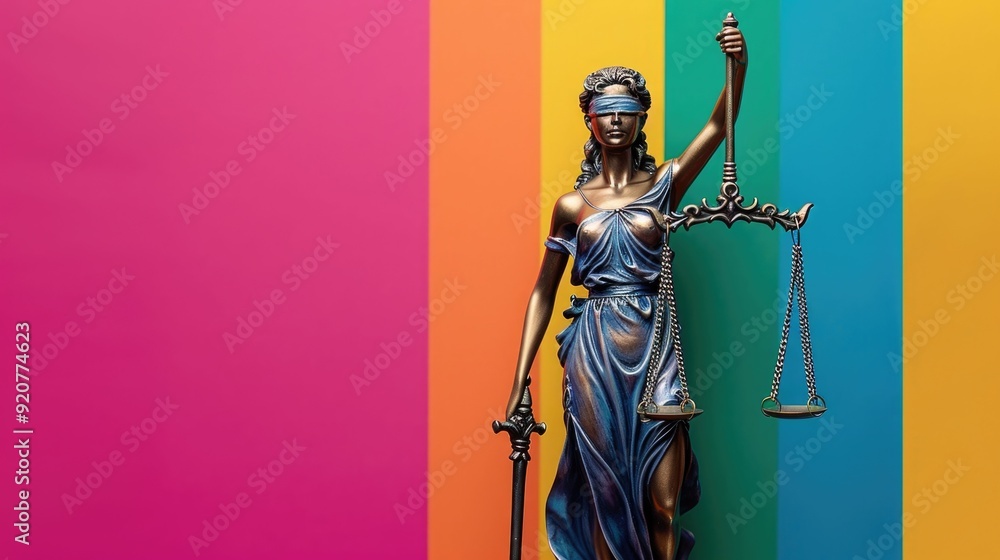 Female statue of Lady Justice a symbol of legal enforcement and anti ...