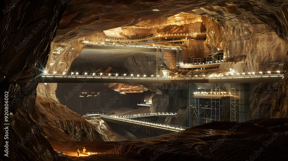 A strategic reserve of oil stored in massive underground caverns, with ...