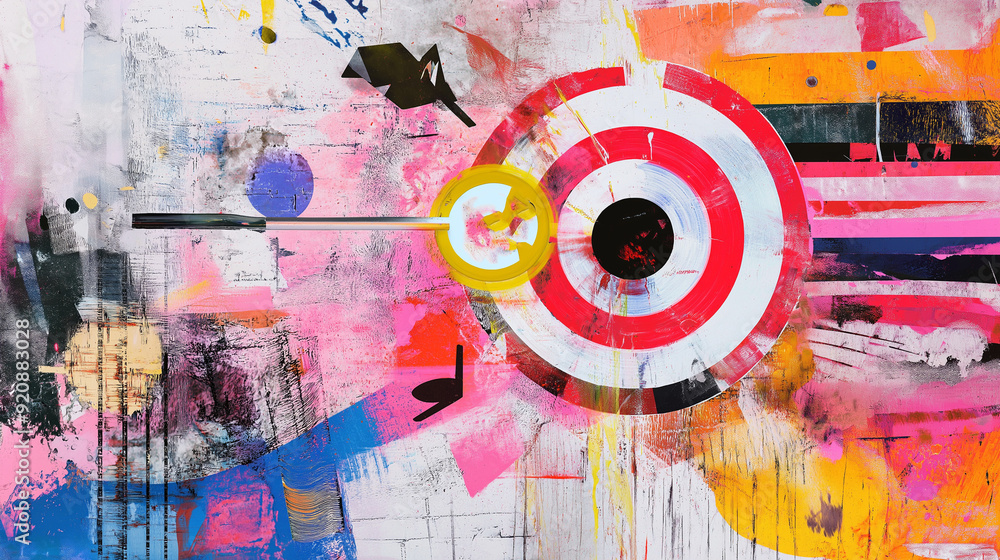High contrast art collage depicting brand positioning strategies with a ...