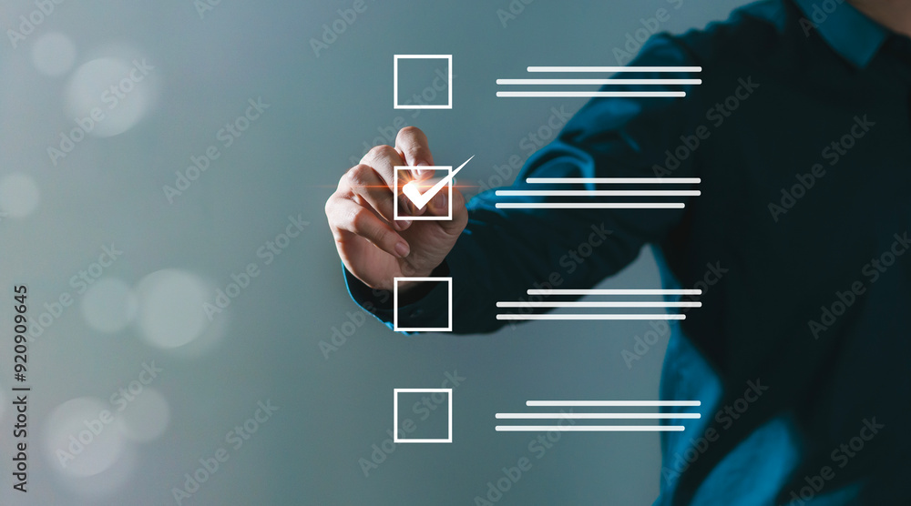 Checklist concept, Survey concept, Questionnaire with checkboxes ...