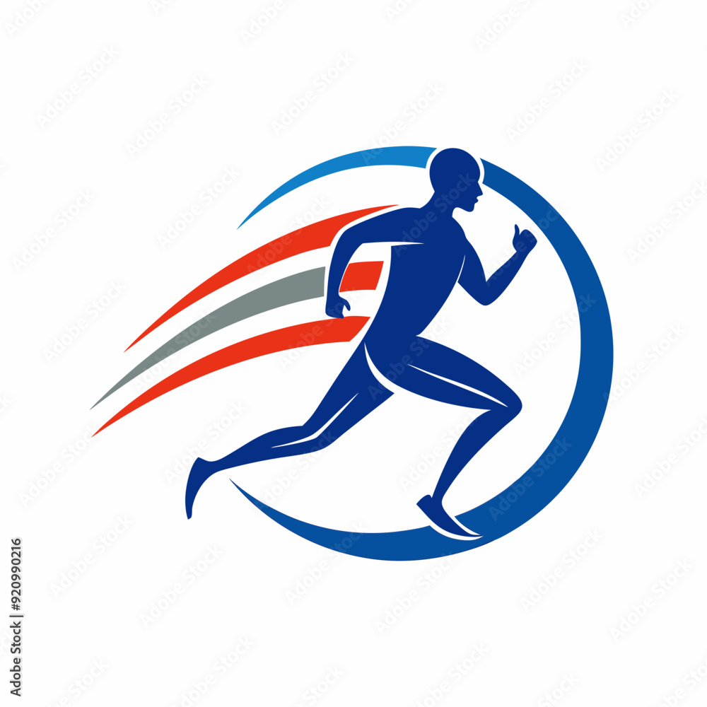 Running Logo Vector Illustration - Cartoon Clipart and Line Art Design ...