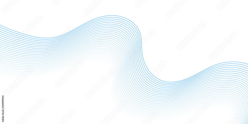 Abstract blue line wave background. Technology abstract lines on white ...