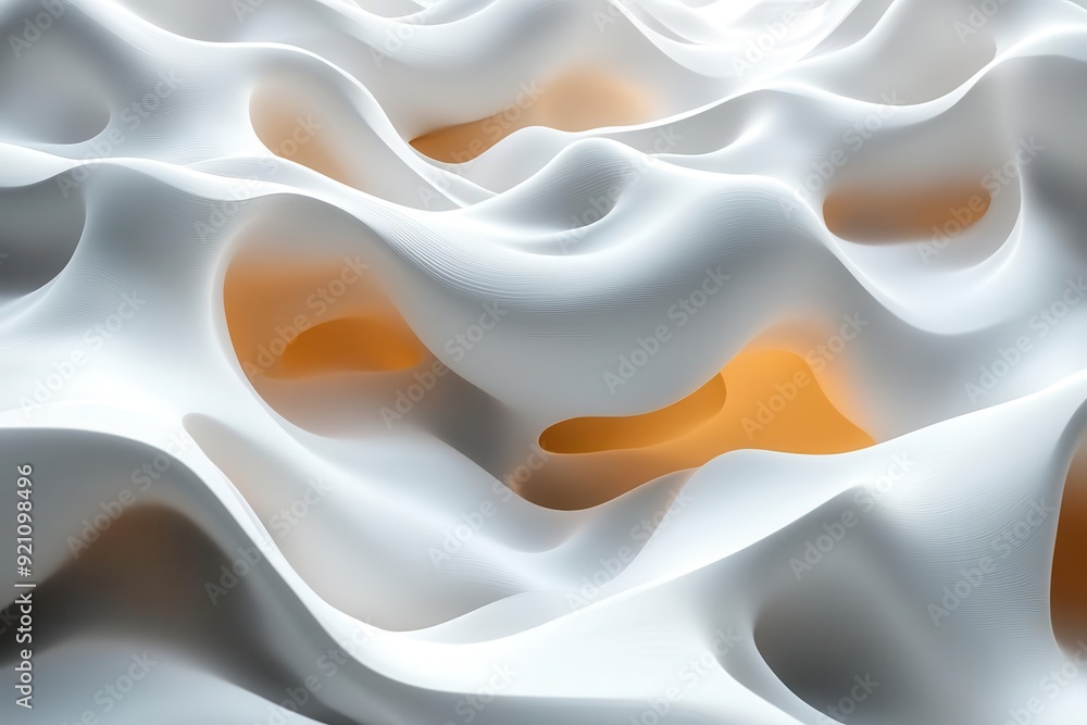 ethereal white 3d shapes flowing in seamless pattern creating organic ...