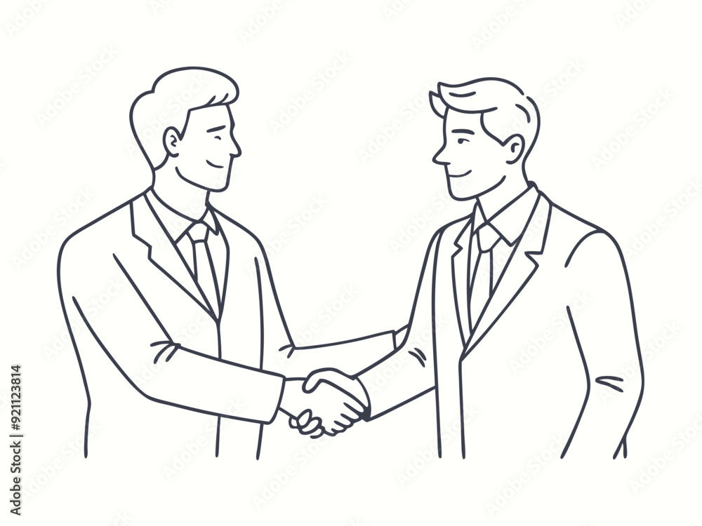 continuous single line drawing of businessmen shaking hands, business ...