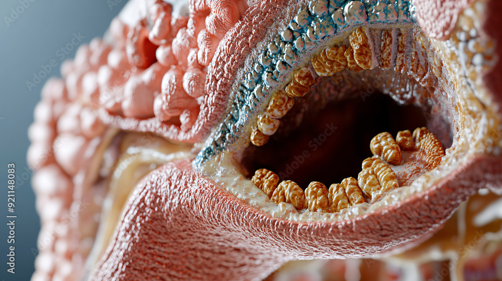 Foto Anatomical cross-section of the human pancreas showing detailed ...