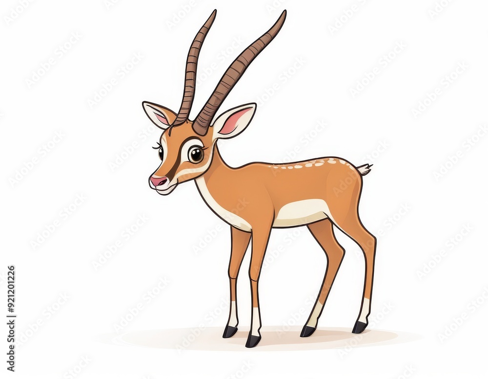 Cute cartoon impala with big eyes Animation style of impala with a soft ...
