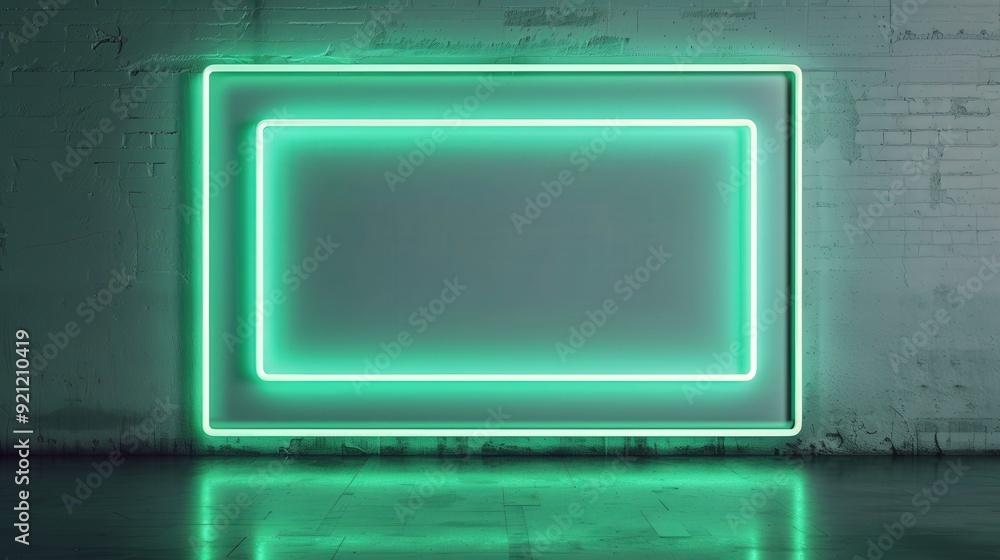 Vibrant Neon Green Frame, a bold and striking double neon line design ...