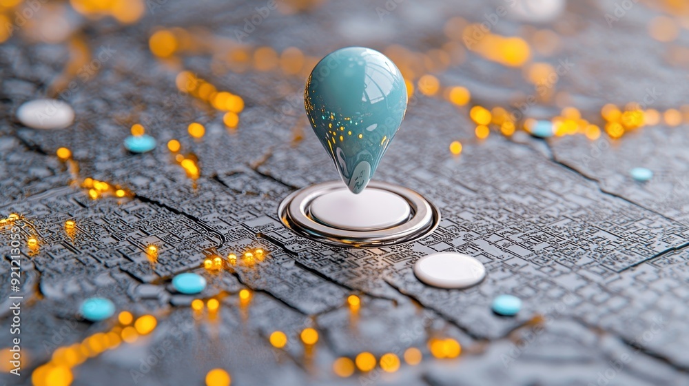 A digital map featuring a vibrant drop pin, highlighting location and ...