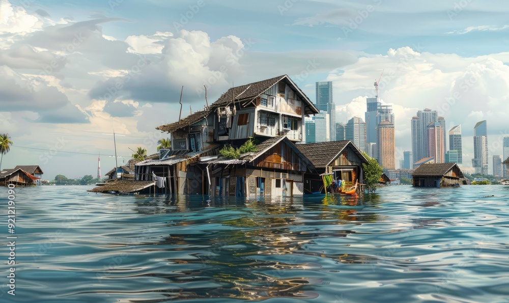 Rising sea levels and flooded cities: Showcase the encroachment of ...