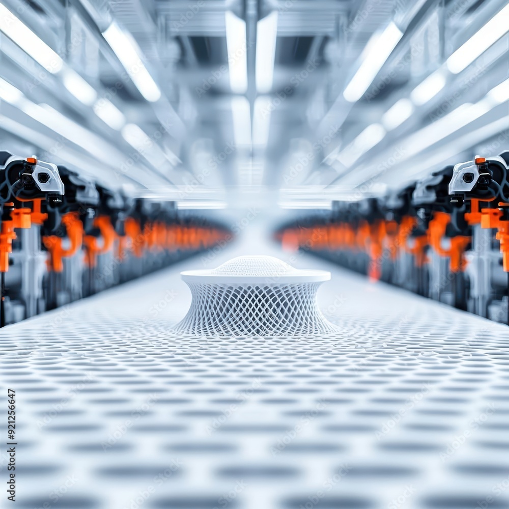 Large-scale 3D printed structure, automated robotics, futuristic ...