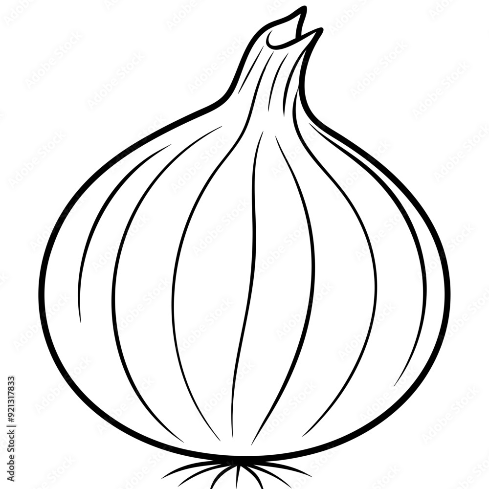 Onion Vector Illustration Black White Outline Simple Vegetable Design ...