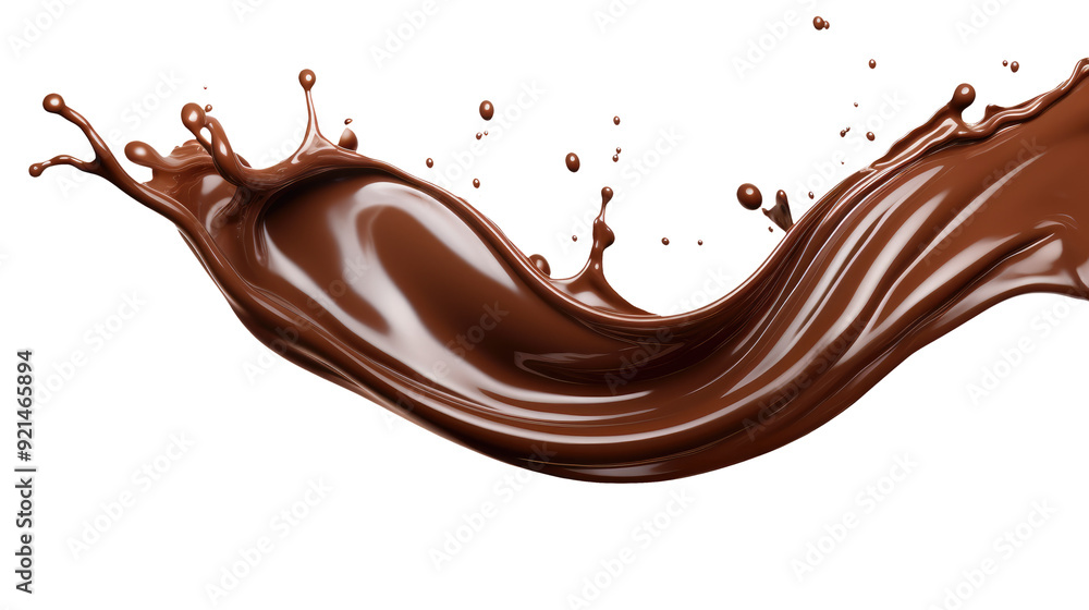 Dark chocolate liquid splash isolated on transparent white background ...