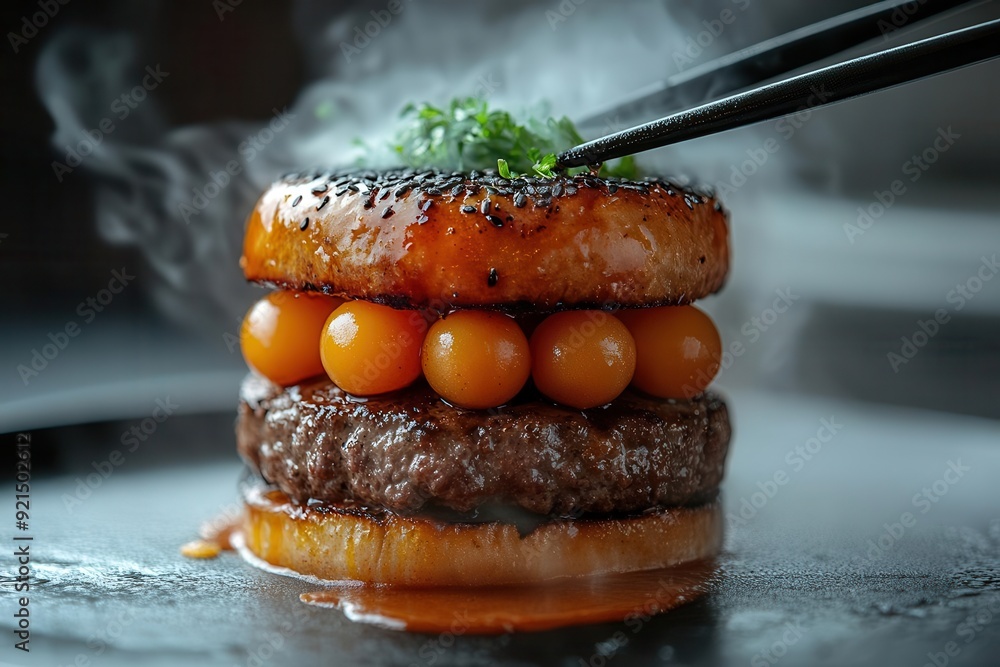 molecular gastronomy burger deconstructed into floating flavor spheres ...