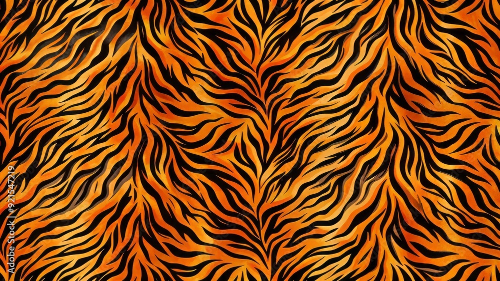 Vibrant orange and black tiger stripes pattern on a seamless background ...
