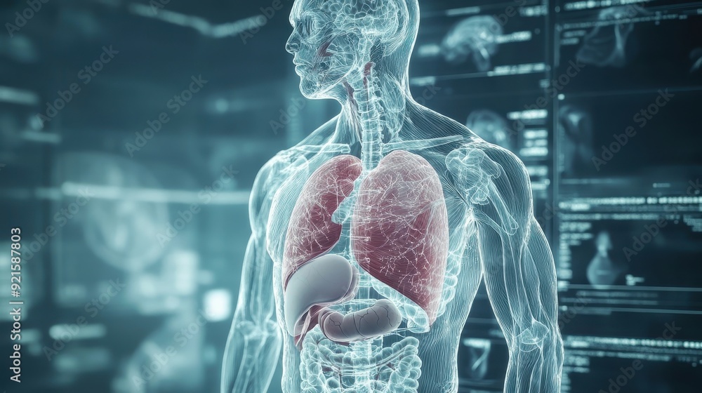 Human Anatomy 3D Illustration - Lungs and Internal Organs, Medical ...