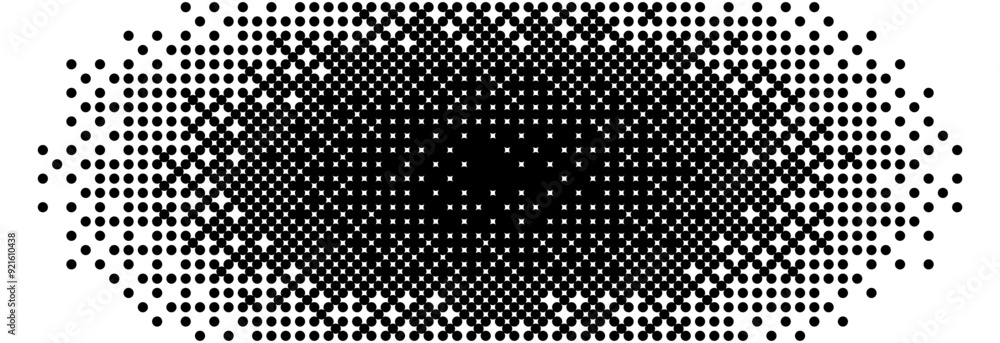 Bitmap radial gradient texture. Black and white dither oval pattern ...