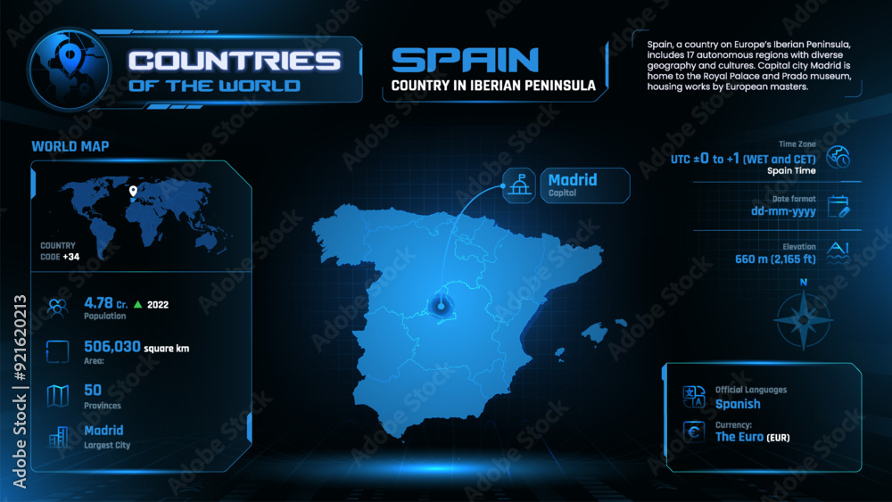 Image vectorielle Stock Spain Map Detailed Insights on Geography ...