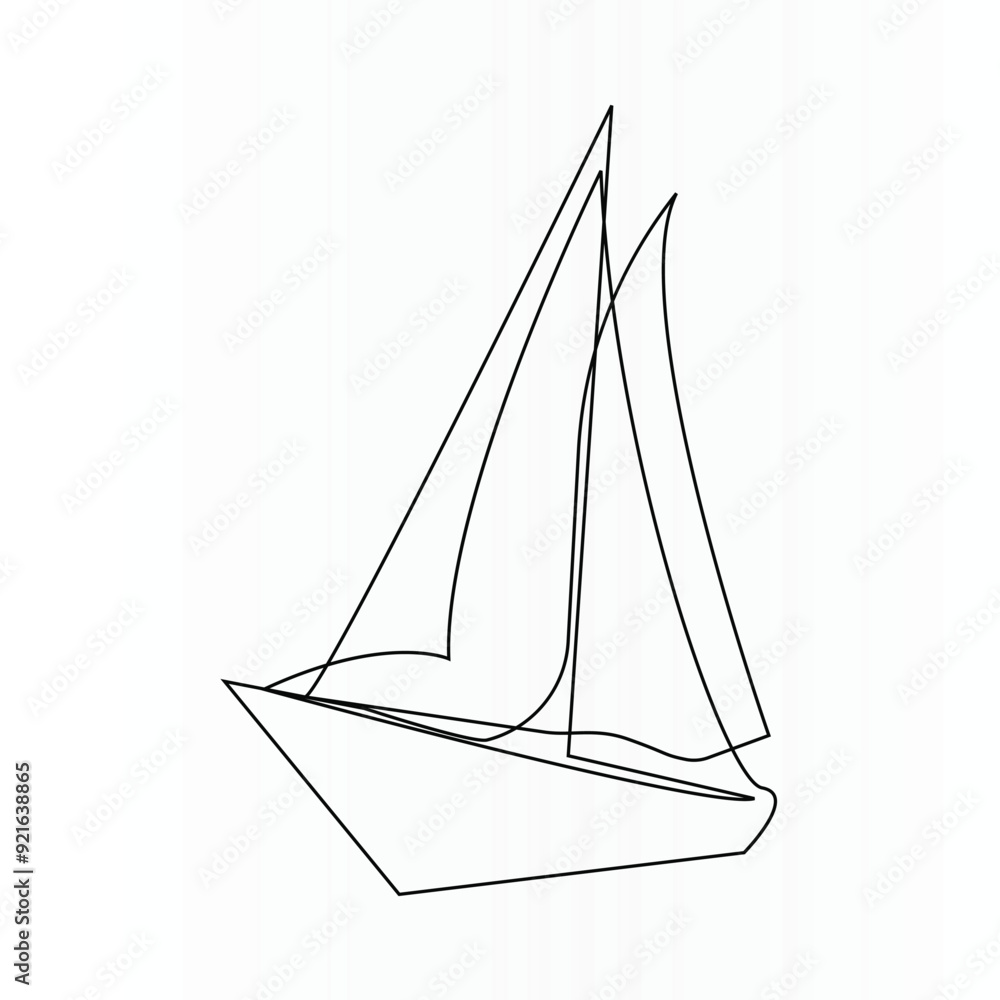 Single line continuous drawing of sailboat or yacht one line drawing ...