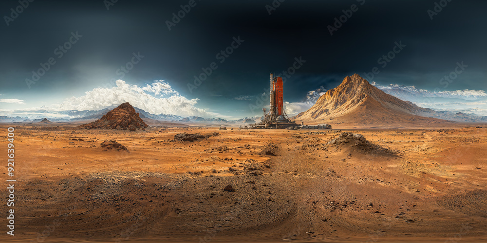 Science base in desert 8K VR 360 Spherical Panorama, equirectangular ...