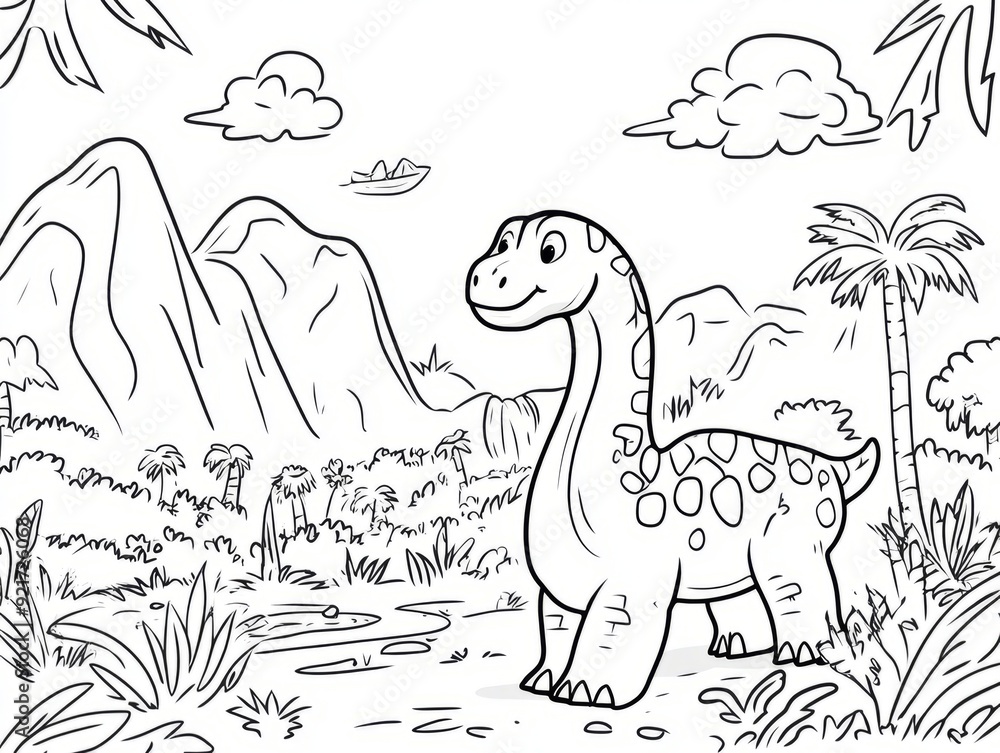 Kids' and preschoolers' Dinosaur Coloring Pages. Easy Coloring Book ...