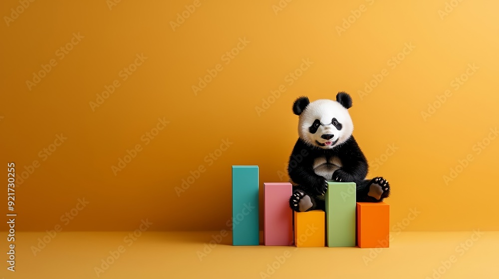 Playful panda sitting on colorful bar charts, illustrating the power of ...