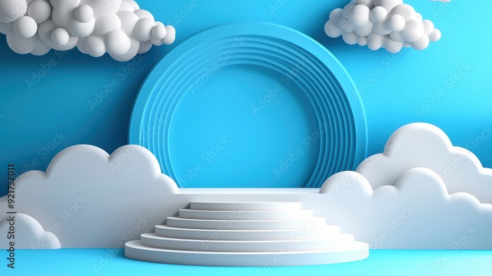 Surreal Cloudy Staircase in a Blue Dreamscape A surreal blue dreamscape ...