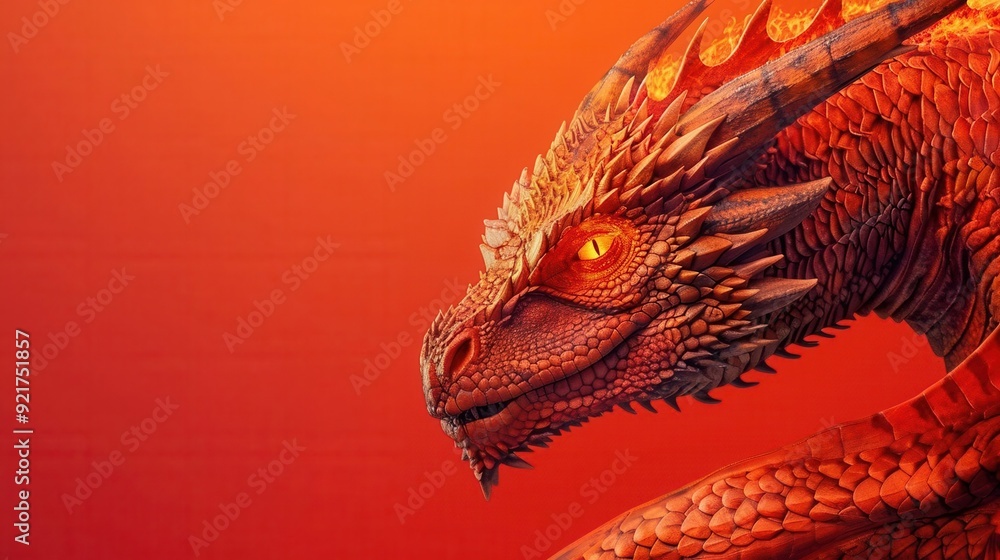 Fire dragon with scales of flame and glowing eyes, flame dragon ...