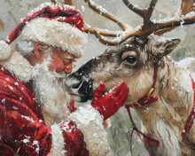 Santa And Rudolph Art Free Stock Photo - Public Domain Pictures