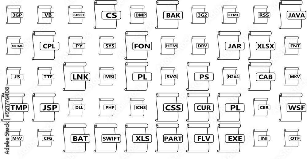 Set Of Linear File Formats Vector Symbols Apps, Websites Ui Designs ...