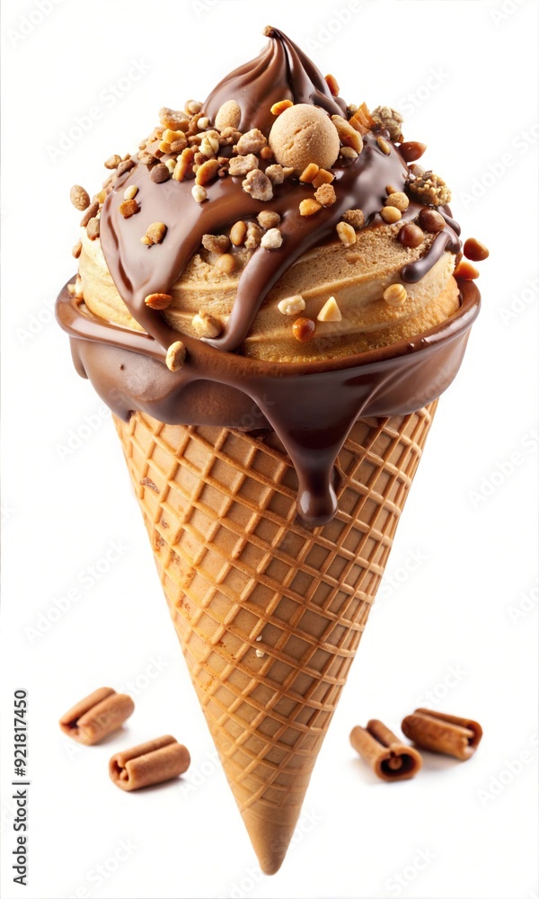 Chocolate Ice Cream Cone with Swirls and Whipped Delights with Toppings ...