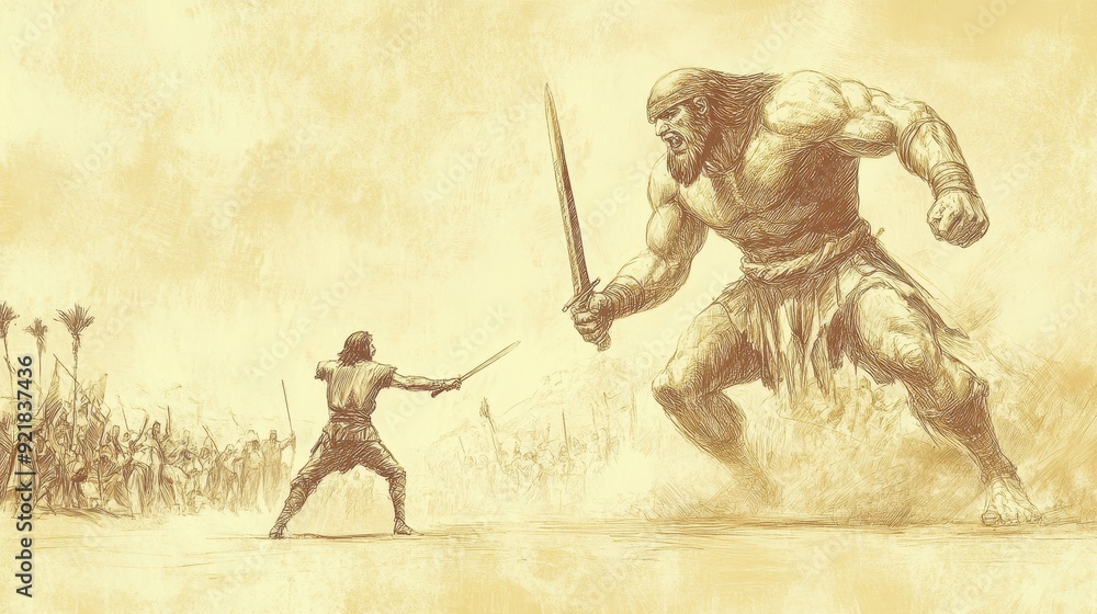 Biblical Illustration of 1 Samuel: David and Goliath, Goliath ...