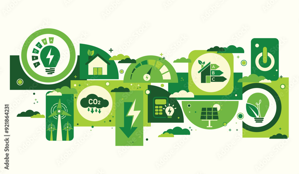 Image vectorielle Stock House energy efficiency, energy efficient ...