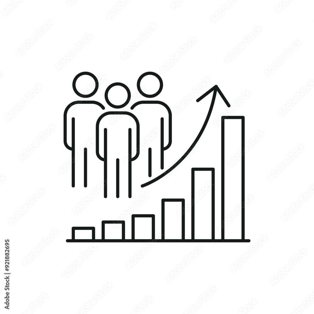 population growth icon, increase social development, global demography, people evolution chart ...