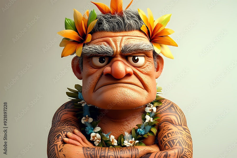 Thinking upset sad bored samoan cartoon character very old person ...